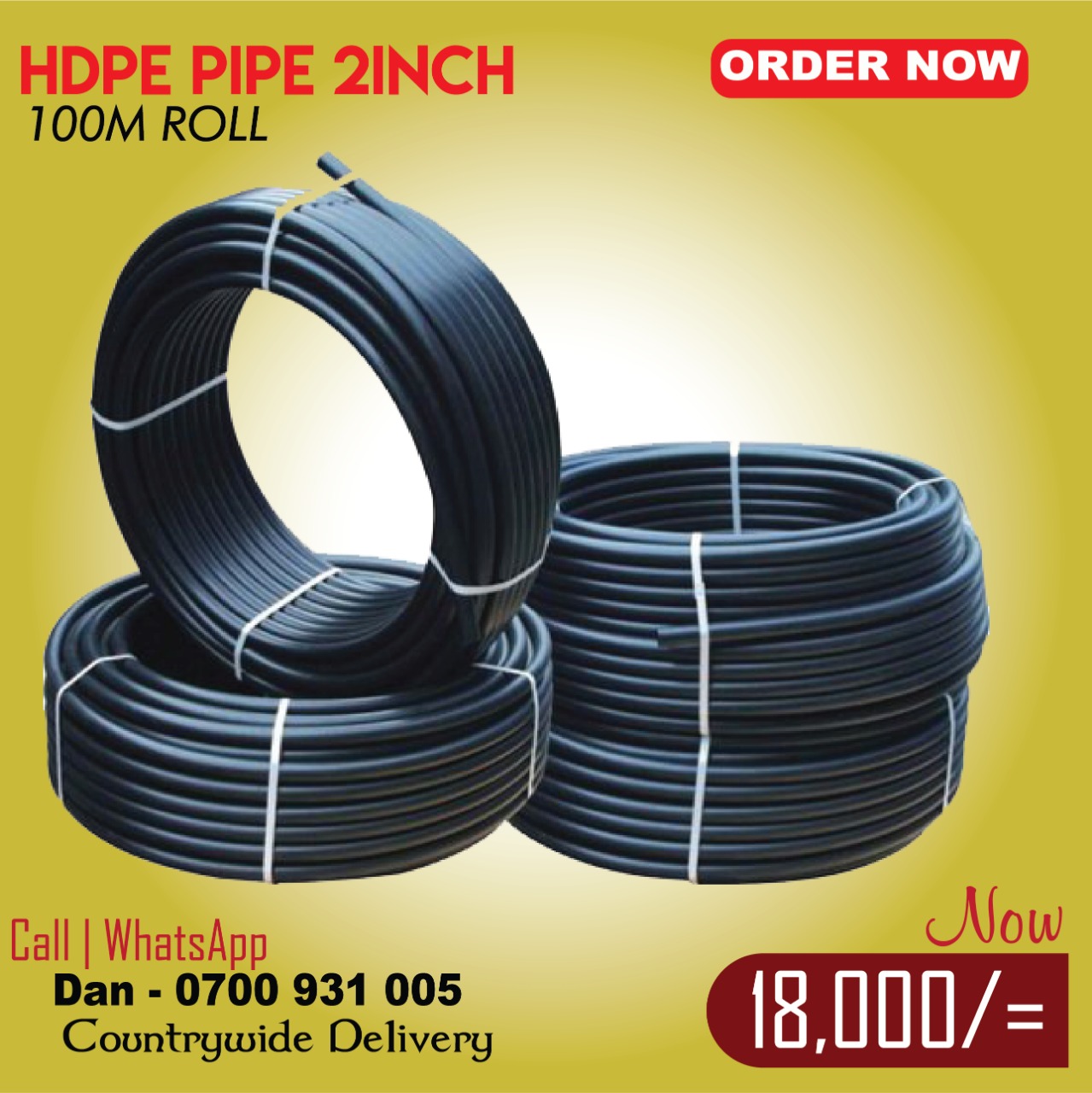 HDPE water pipe 2inch 100m roll - toptoolsmachineries