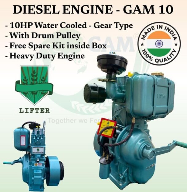 Lifter Diesel Engine 10hp water-cooled - toptoolsmachineries